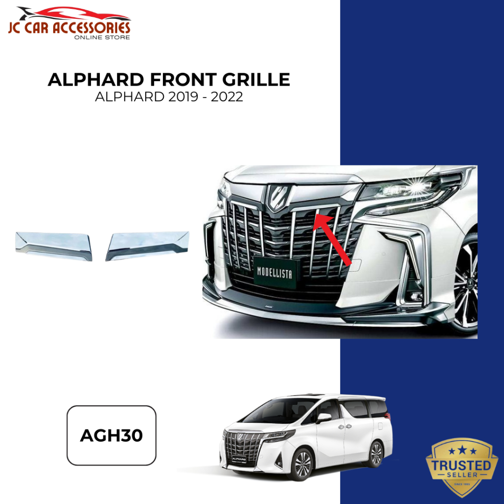 Toyota Alphard Modellista Front Grille Chrome Garnish Cover AGH30 ABS ...