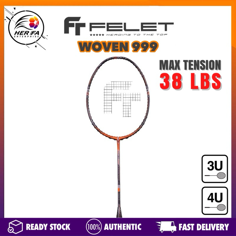 FELET Woven 999 3U & 4U Professional Badminton Racket Max Tension 38LBS ...