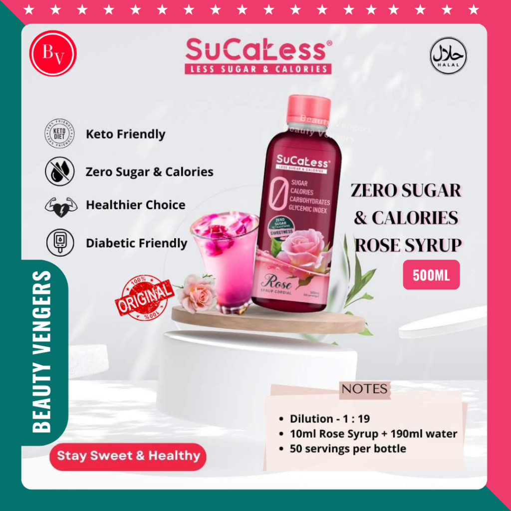 ZERO Sugar SuCaLess Rose Syrup HALAL / Zero Sugar/ Zero Calories good ...