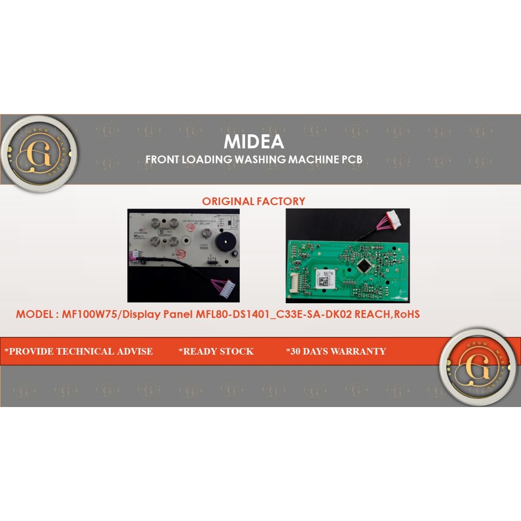Midea Front Loading / MF100W75 / Display Panel MFL80-DS1401 | Shopee ...