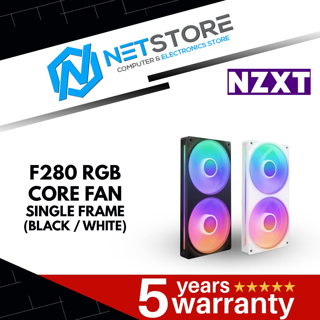 NZXT F280 RGB Core Fan (Single Frame) - Black/White | Shopee Malaysia