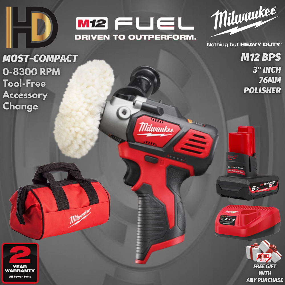 Milwaukee M12 BPS Compact Polisher 76MM / Polisher Machine / High ...