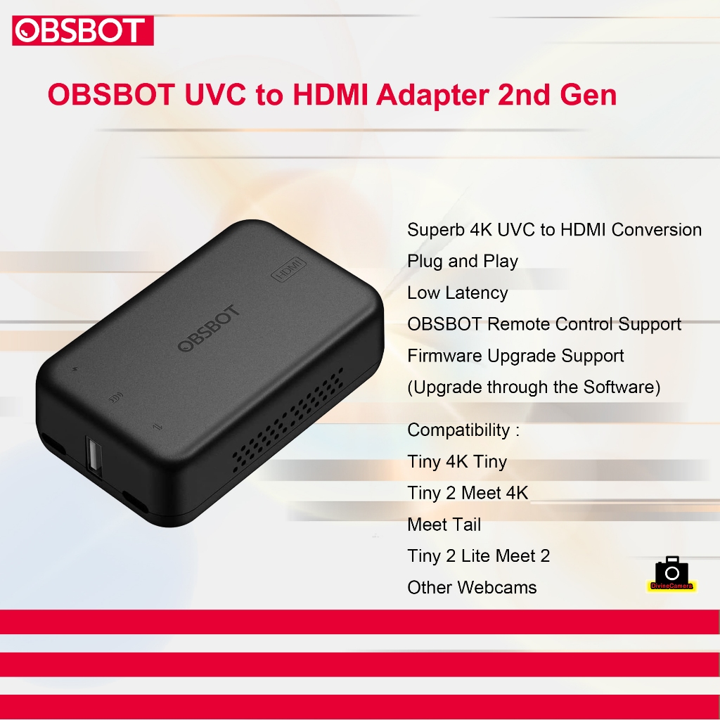 OBSBOT UVC to HDMI Adapter 2.0 for Tiny/Tiny 4K Meet/Meet 4K and UVC ...