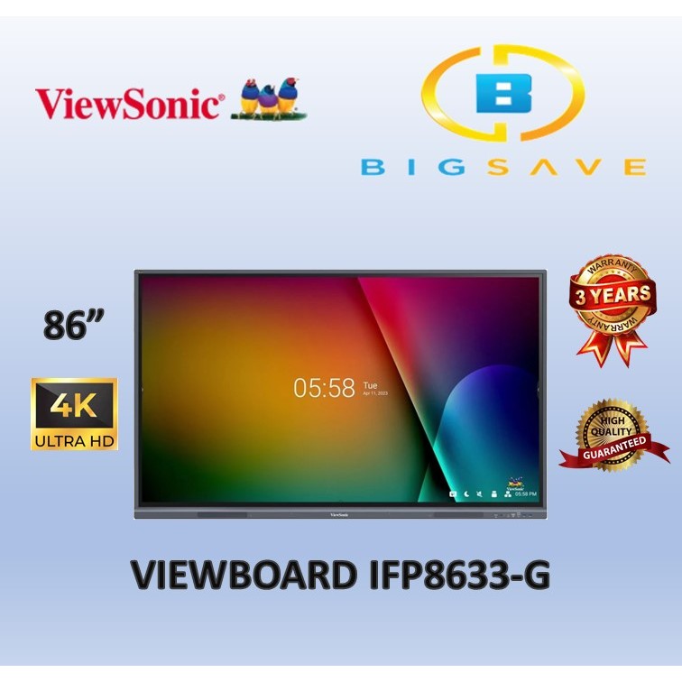 VIEWSONIC 86" IFP8633-G VIEWBOARD® 86" 4K INTERACTIVE DISPLAY | Shopee ...