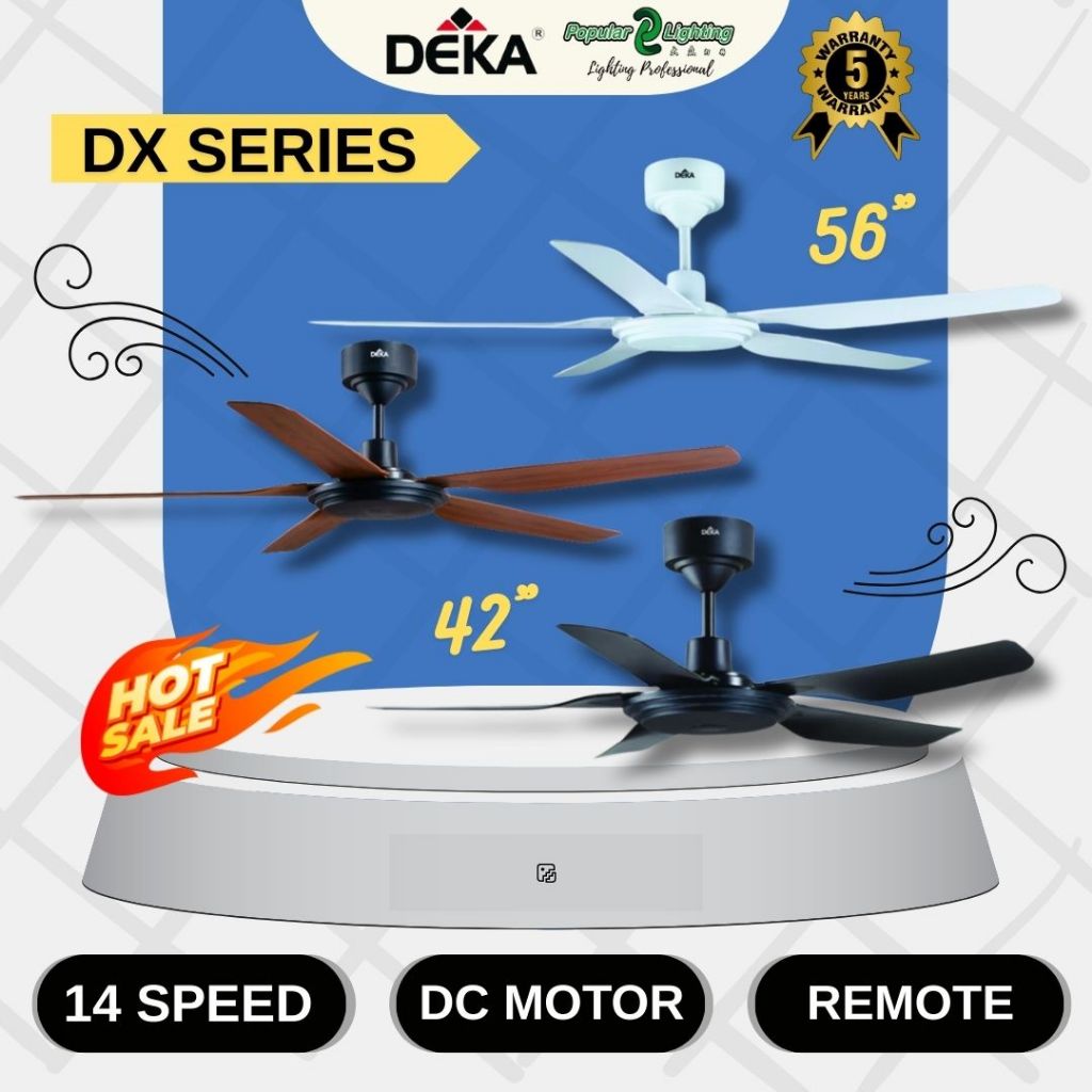 DEKA DX-56 DX-56L 7 SPEED REMOTE CONTROL CEILING FAN WITH 3 COLOUR LED ...