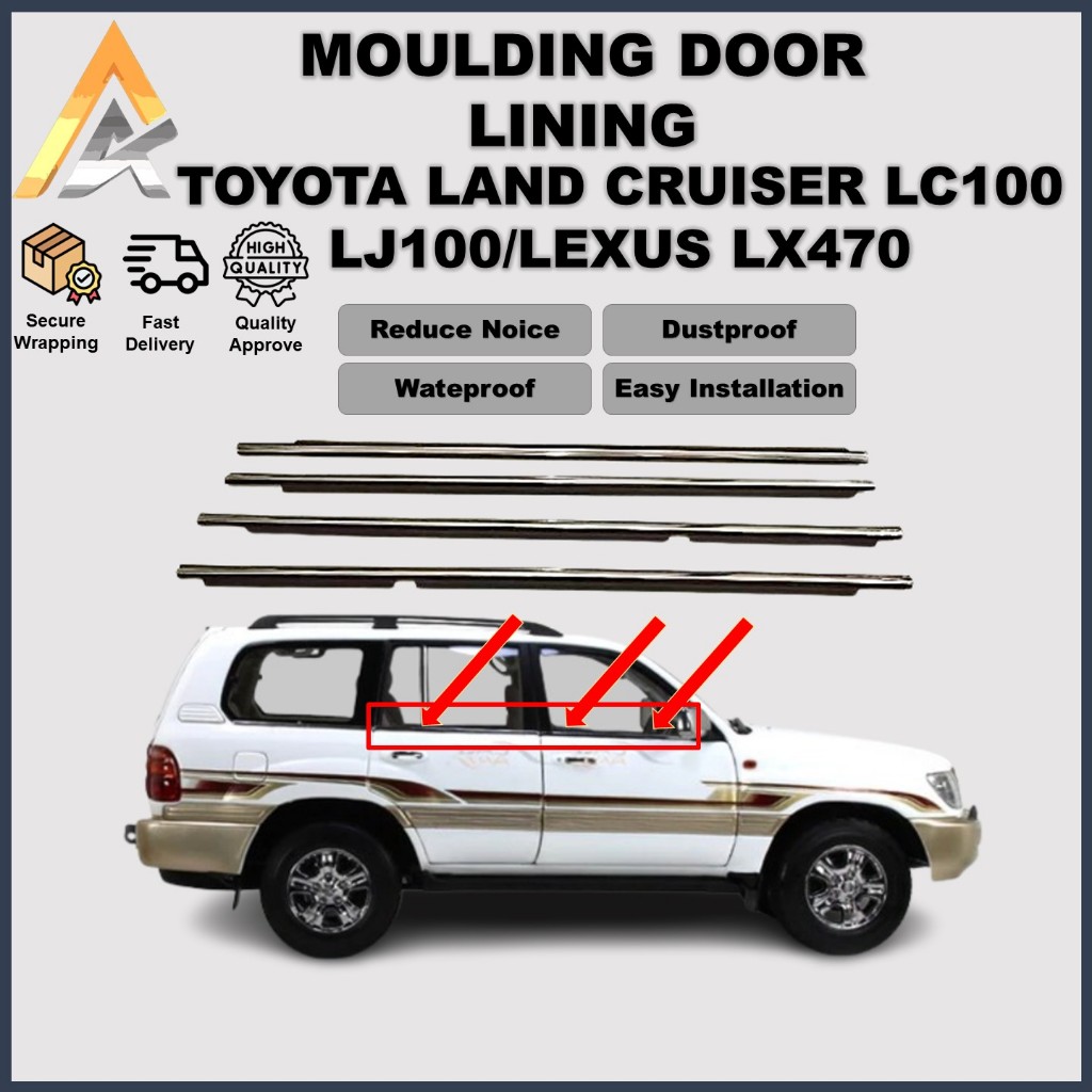 ORIGINAL Toyota Land Cruiser LC100 LJ100 / Lexus LX470 Chrome Door Moulding Lining Outer Rubber ...