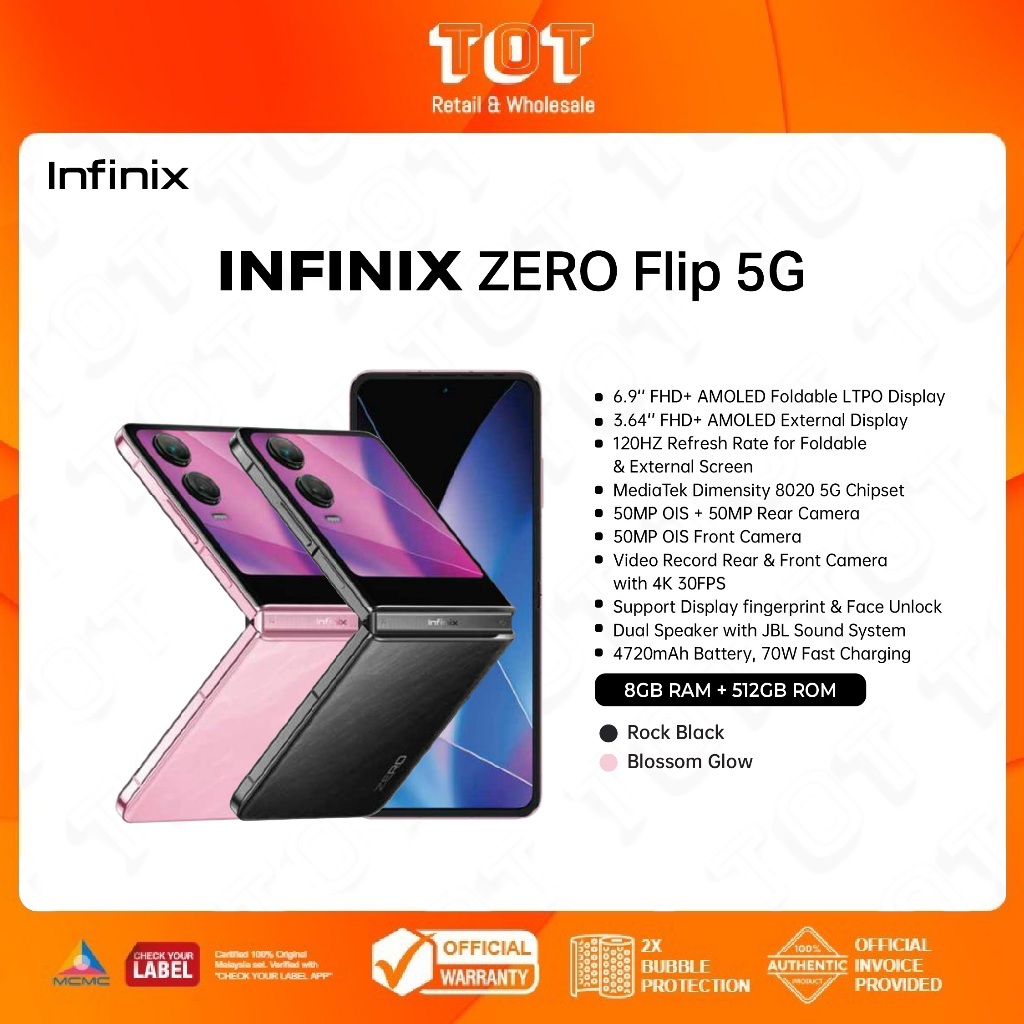 INFINIX Zero Flip (8GB+512GB) Front & Rear 4K Vlog l 3.64" 120Hz AMOLED ...