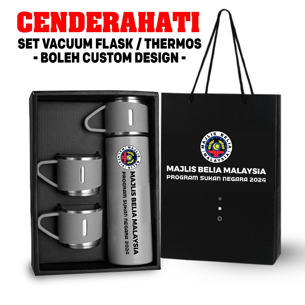 SET CENDERAHATI Hadiah Vacuum Flask / Thermos 500ml FREE CUSTOM DESIGN ...