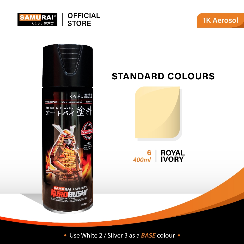 Samurai Spray Paint Standard Colour - 06 Royal Ivory (400ml) | Shopee ...