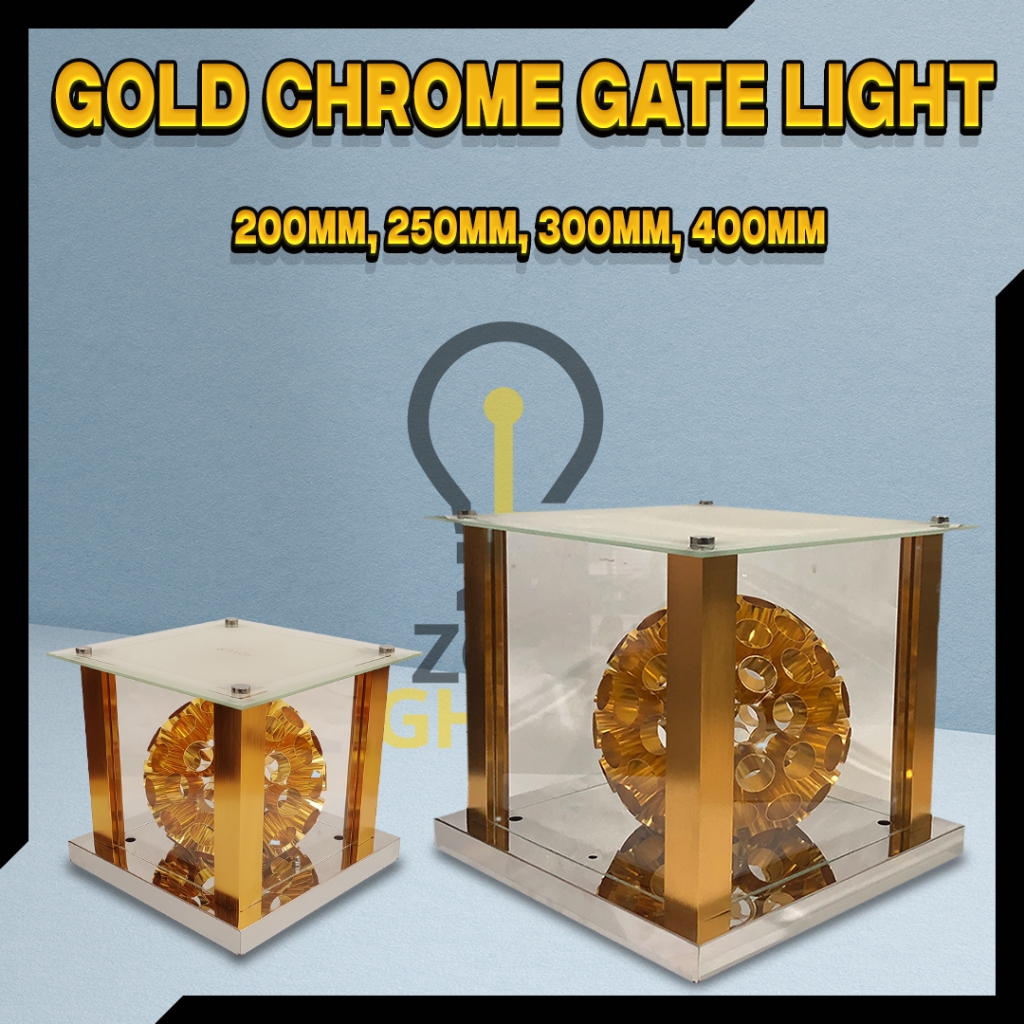 GOLD Chrome ball tempered glass NON RUST gate light E27 200MM 250MM ...