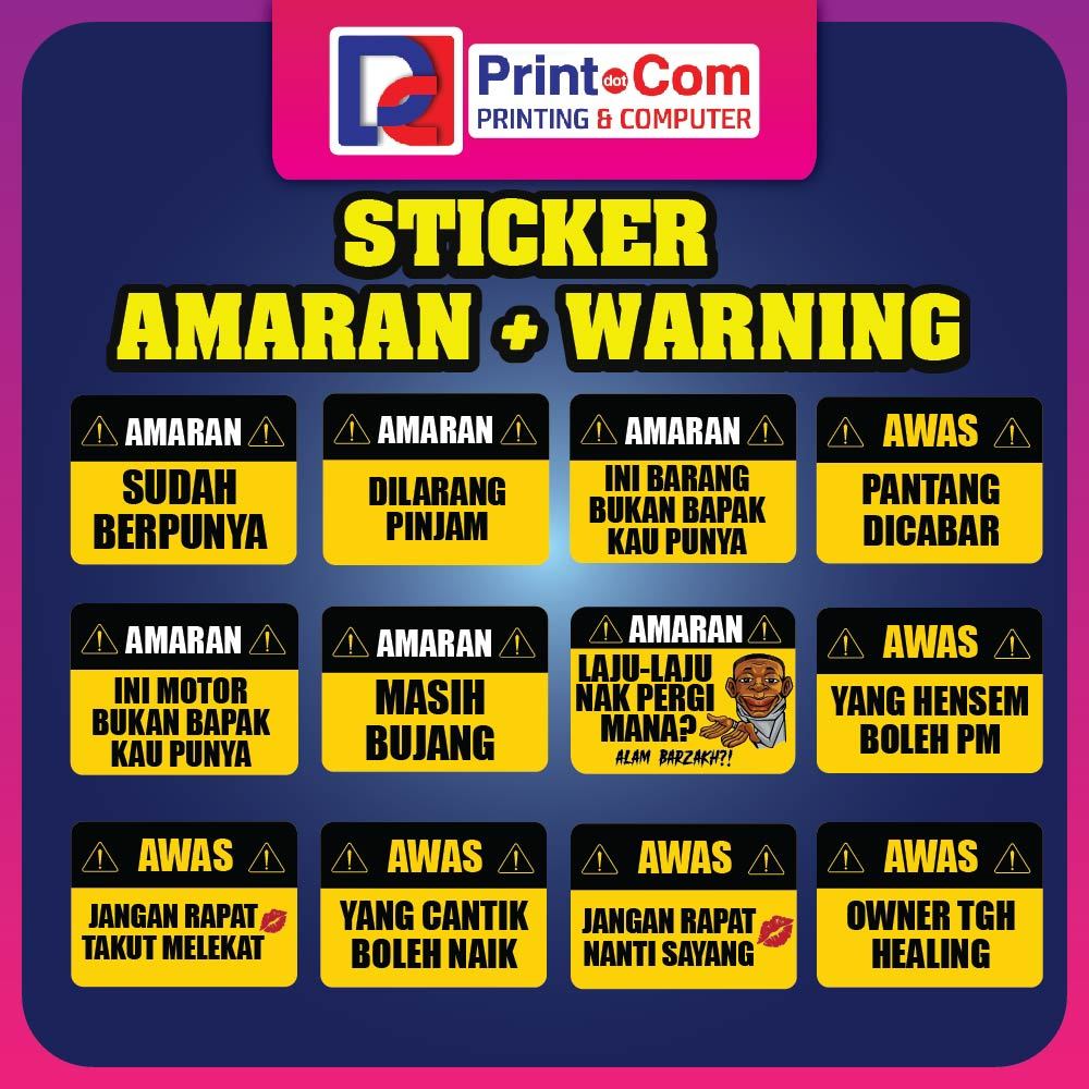 STICKER AMARAN+WARNING🔥Cutting Sticker🔥MORE THAN 12 DESIGN 🔥READY STOCK ...