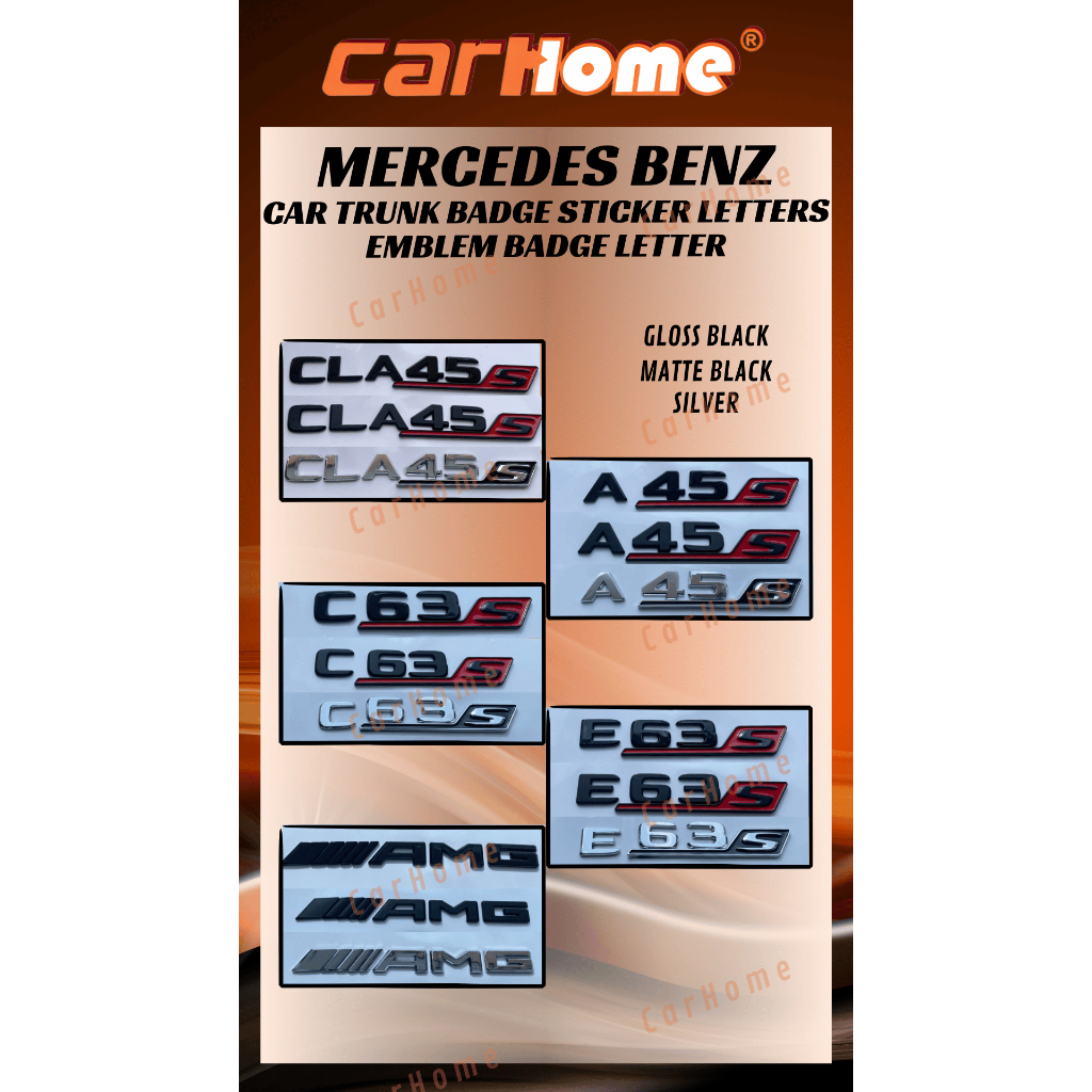 MERCEDES AMG A45S C63S E63S Sticker Huruf Logo Matte/Gloss/Silver ...