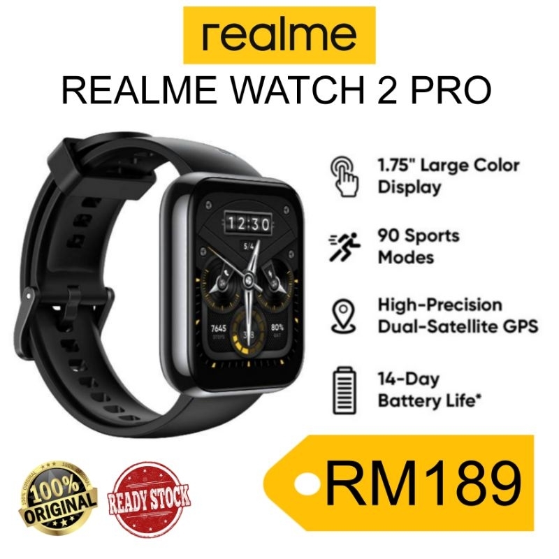 Realme Watch 2 Pro Large Color Display Dual-Satellite GPS (1.75 ...