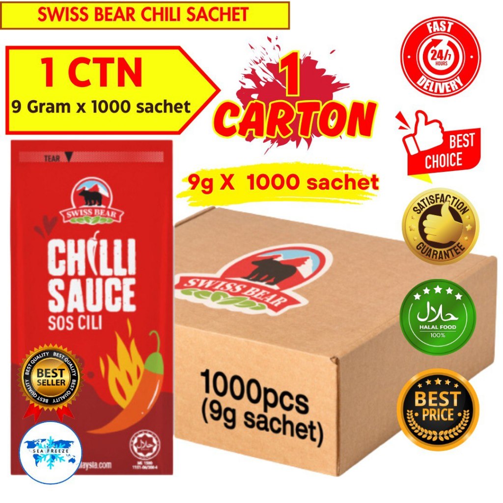 Swiss Bear Chilli Sachet 9gram X 1000 sachet /carton | Shopee Malaysia