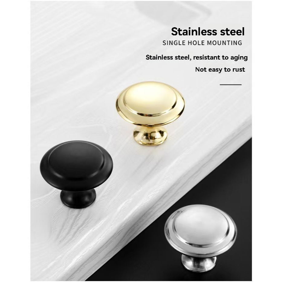 （2PCS）STAINLESS STEEL Door handle ROUND CABINET HANDLE Mushroom drawer ...