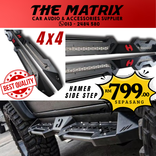 HAMER SIDE STEP HILUX NAVARA TRITON DMAX FORD RANGER *ALL BLACK ...