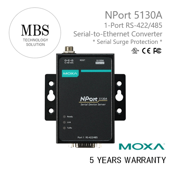 MOXA Original Brand New NPort 5130A - 1-Port Serial RS-422/485(DB9)-to ...
