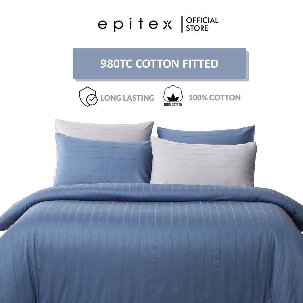 Epitex (w/o Quilt Cover) 980TC Cotton Lite Dobby Bedsheet | 100% Pure ...
