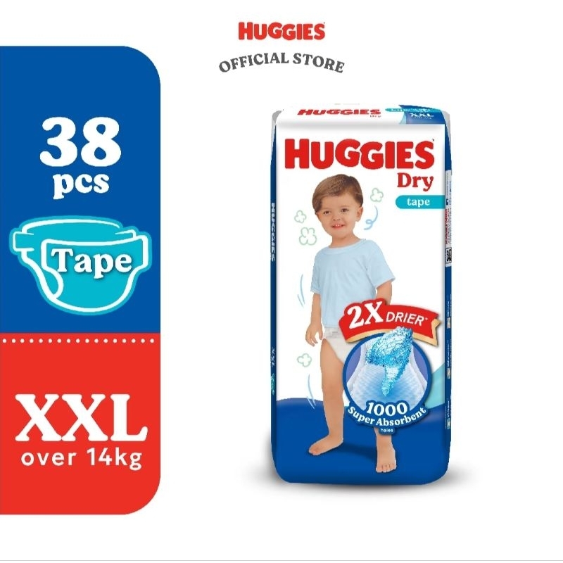 Huggies Dry Diapers Super Jumbo Pack - XXL (38 pcs) | Shopee Malaysia