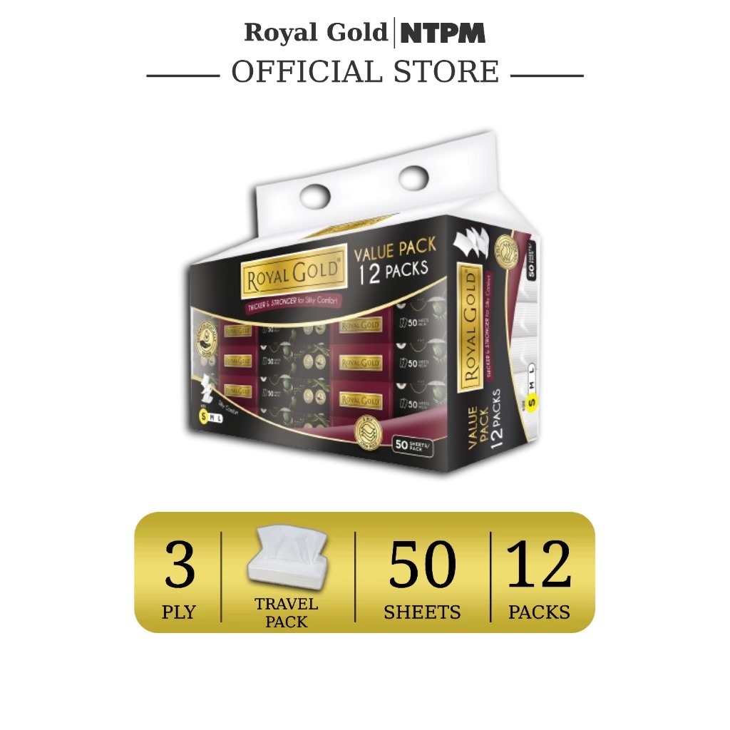 Royal Gold Luxurious White Travel Pack 3ply (50's x 12 Packets ...