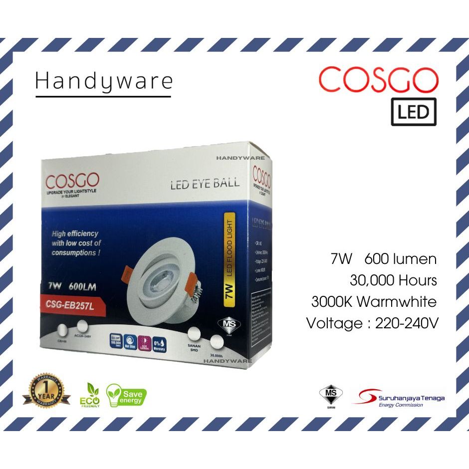 2024 [NEW] [Sirim] Cosgo LED Eyeball 7w 3000K WarmWhite / 4000K ...