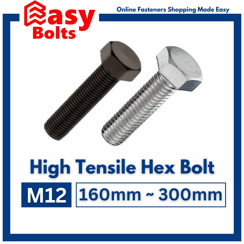 HT 8.8 Hex Bolt - M12 x 160mm ~ 300mm (Coarse Thread Pitch 1.75mm ...