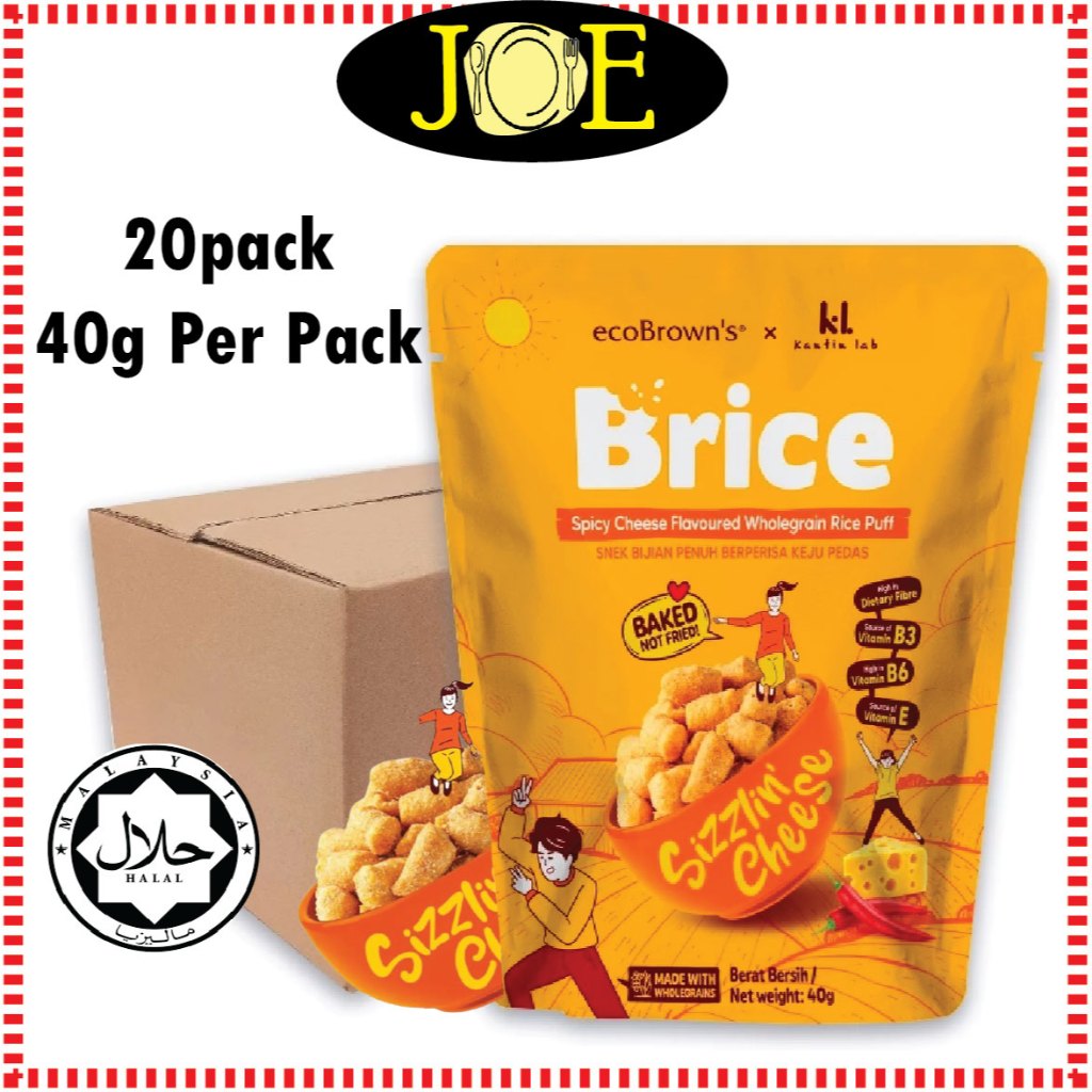 ecoBrown’s Brice Spicy Cheese Flavoured Wholegrain Rice Puff [40g] x ...
