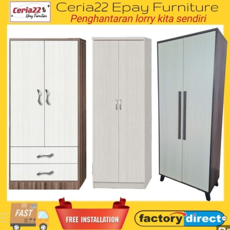 *[Pasang Siap]-2 Door Wardrobe / almari baju/ almari pakaian/ almari ...