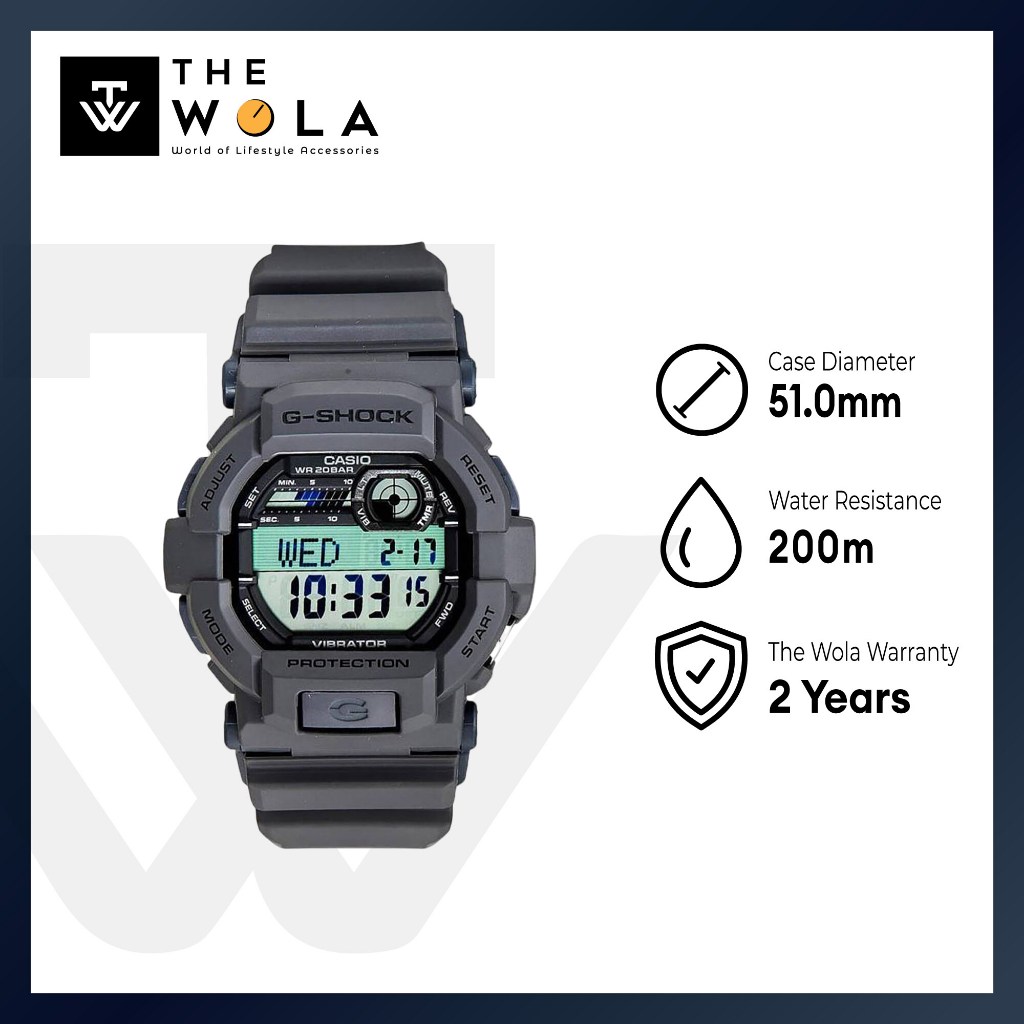 (2 Years Warranty) Casio G-Shock Men Digital Watch GD-350-8 Grey Resin ...