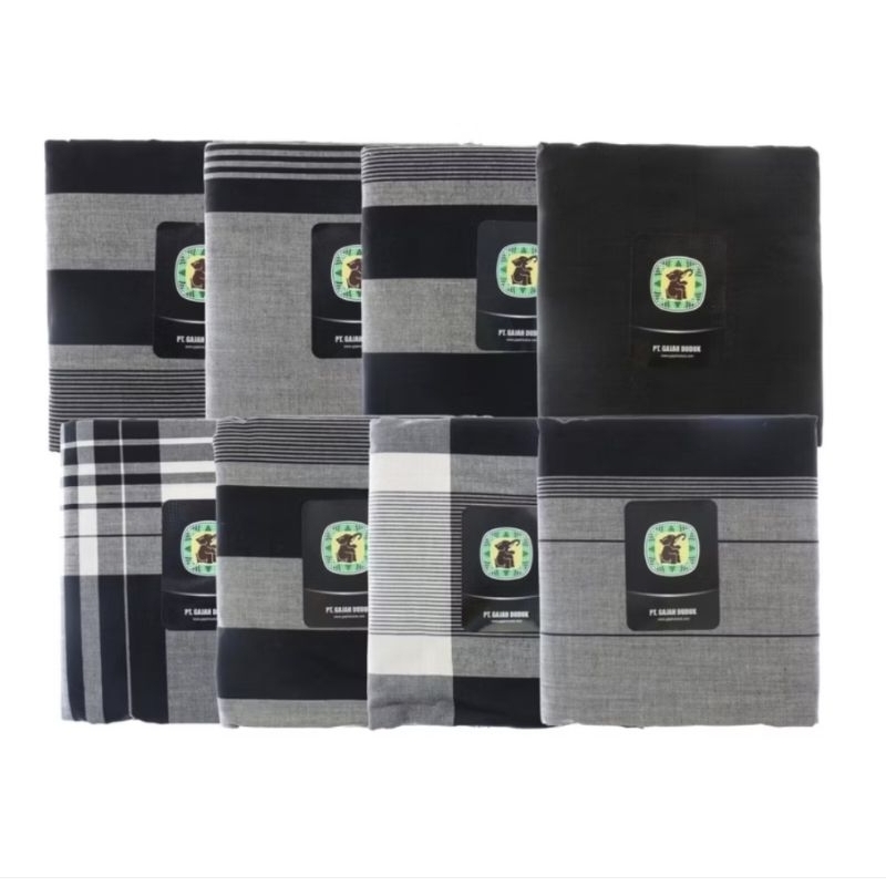 Borong 10 Helai Kain Pelikat Gajah Duduk Black and White Siap Jahit ...