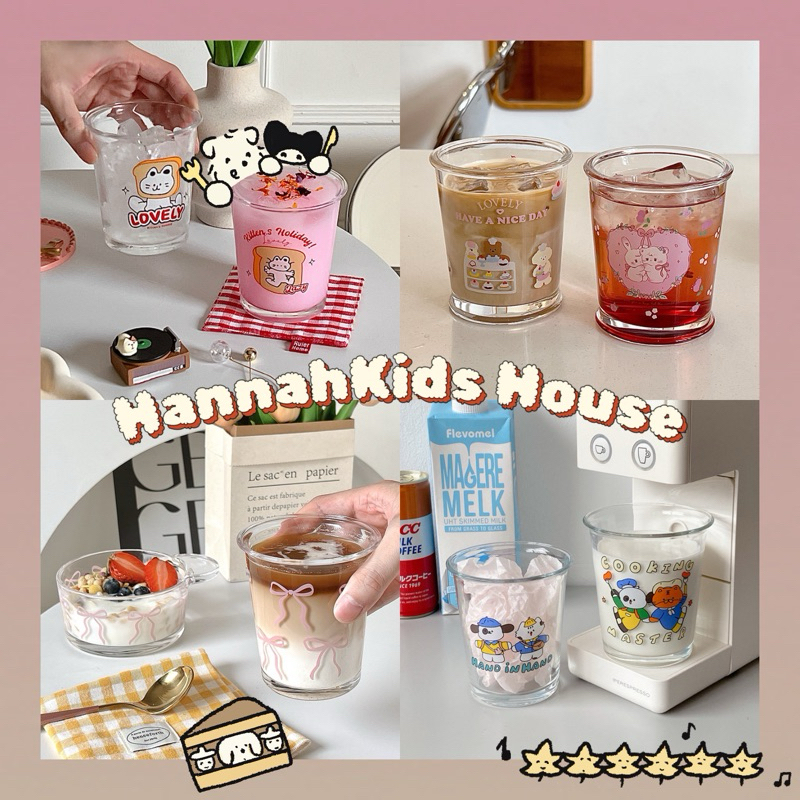 HANNAHKIDS Korean Ins Cup Cafe Glass Mug Coffee Cup Transparent Ice ...