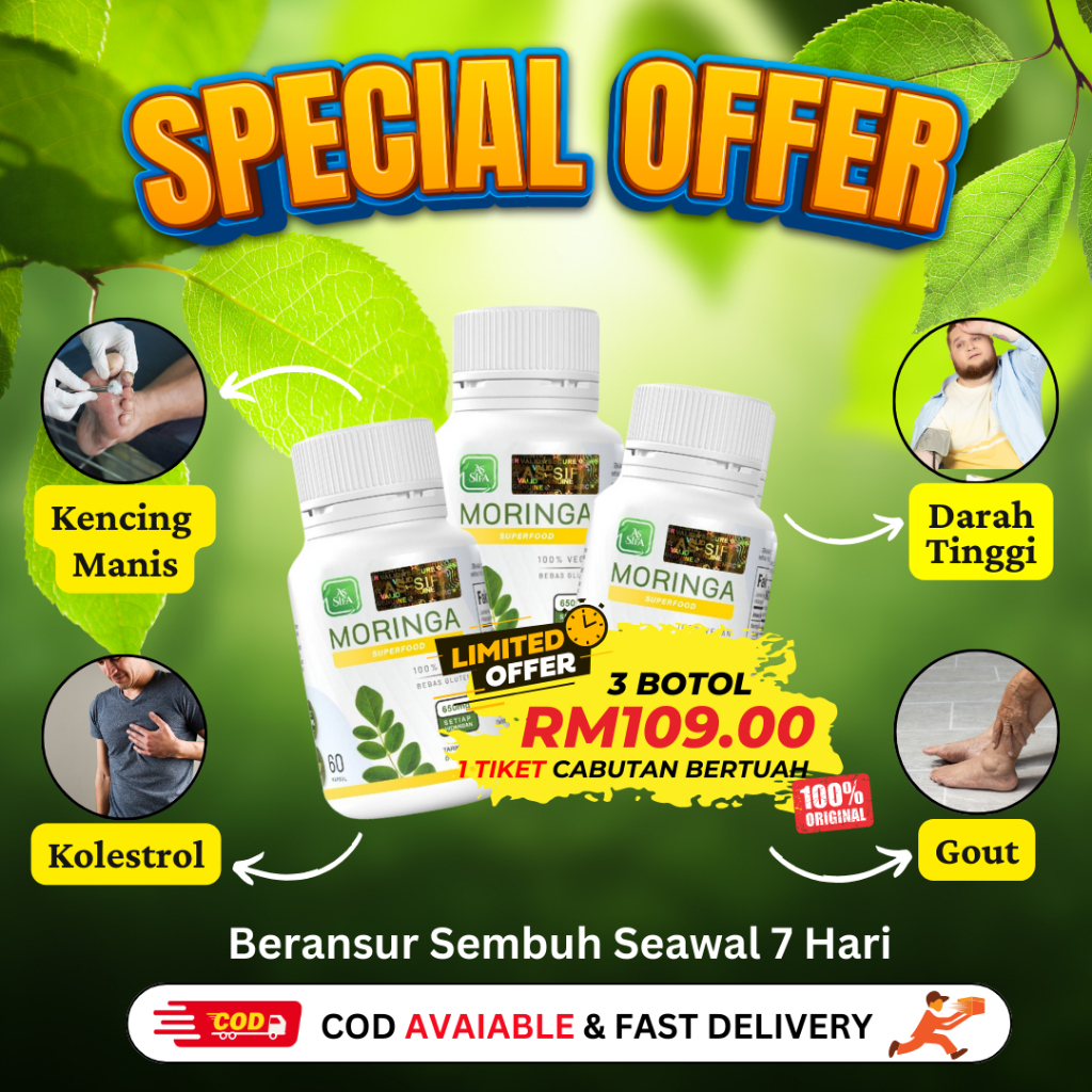 MORINGA AS-SIFA 3 BOTOL (ORIGINAL), MERAWAT KENCING MANIS, DARAH TINGGI ...