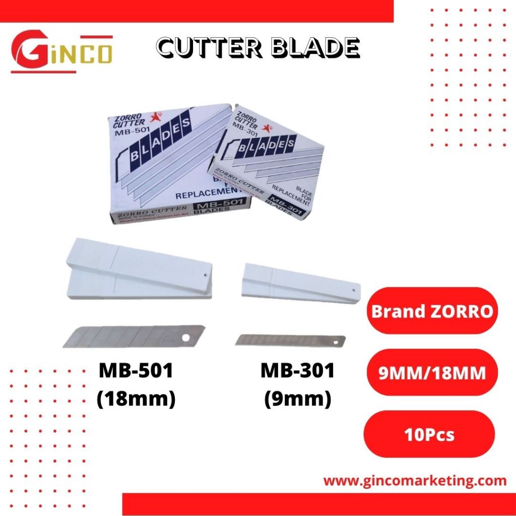 ZORRO Cutter Blade/Snap Blade Refill 9mm/18mm [10 Pcs] - High-Quality ...
