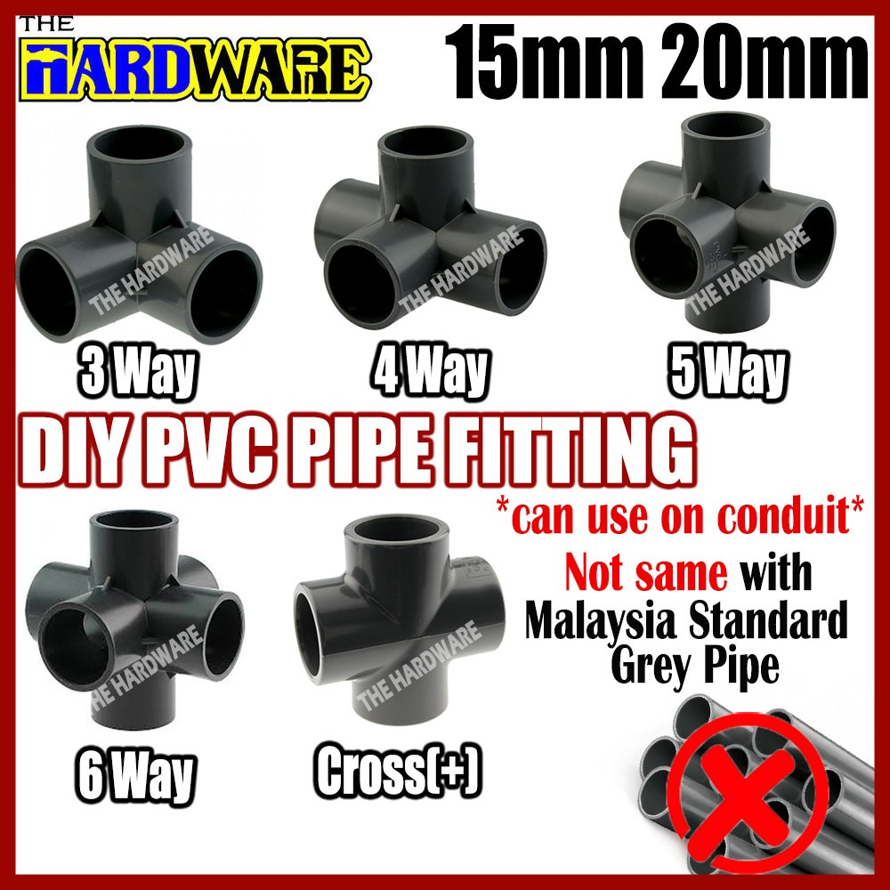 [3 4 5 6Way Elbow]PVC Pipe Fitting Grey/Pvc Pipe Joint Connector Penyambung Paip DIY/PVC Paip ...