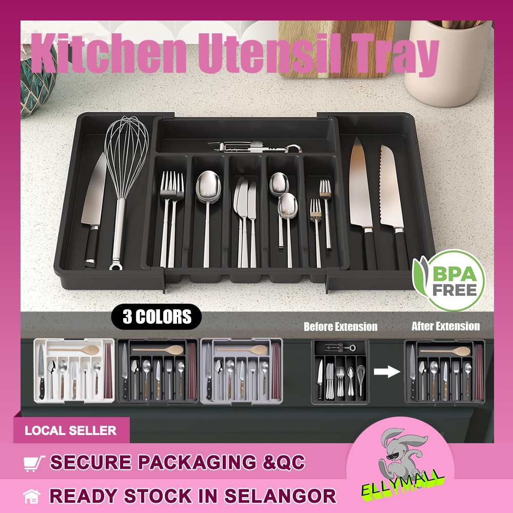 Organization Kitchen Drawer Divider Tableware Storage Box for Spoons ...