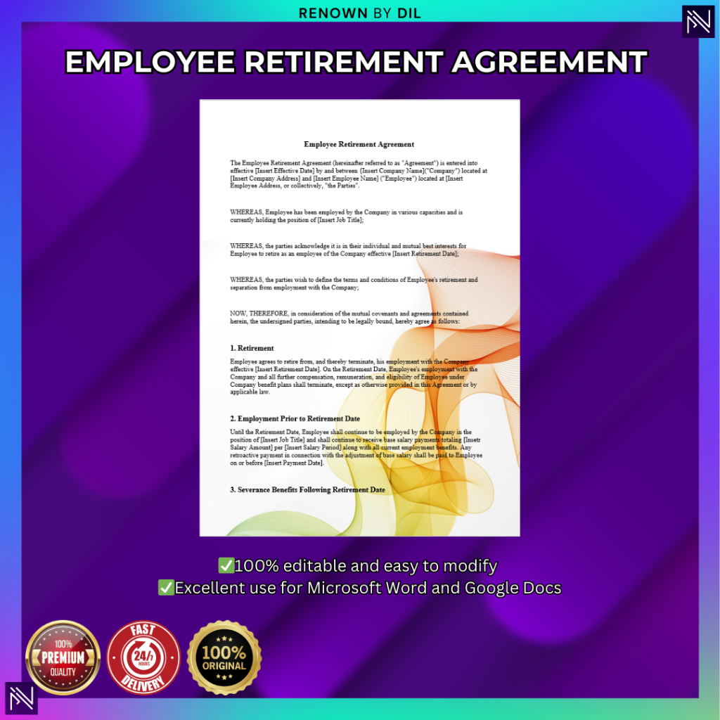 Employee Retirement Agreement | Perjanjian Persaraan Pekerja | Legal Document Template Surat ...
