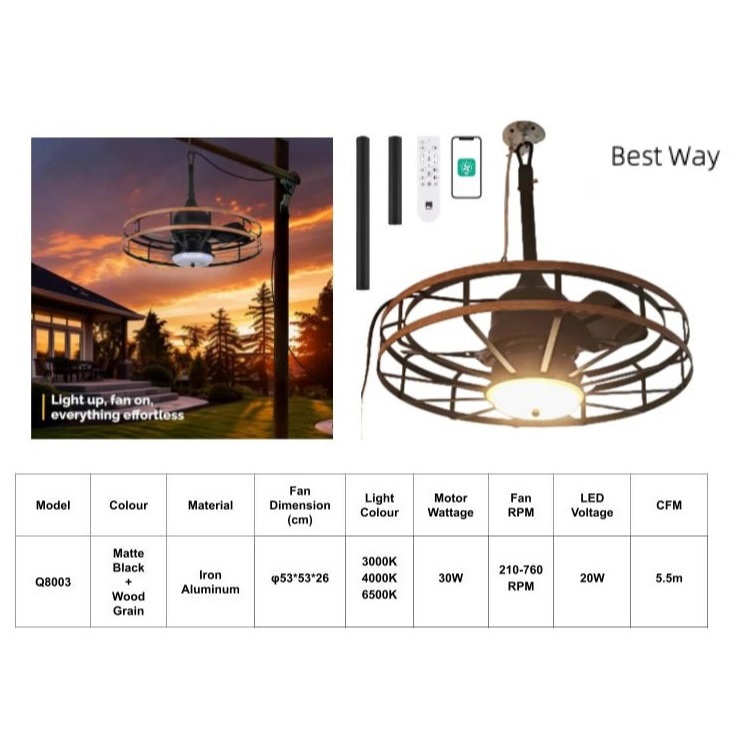 【Ready Stock】Smart Ceiling Outdoor Fan IP44 Rating Rain Proof Aqua ...