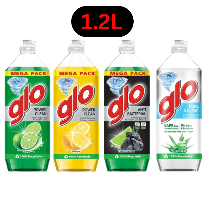 Glo dishwashing Liquid ( 1.2L ) Lime / Lime Charcoal / Lemen / Pure ...