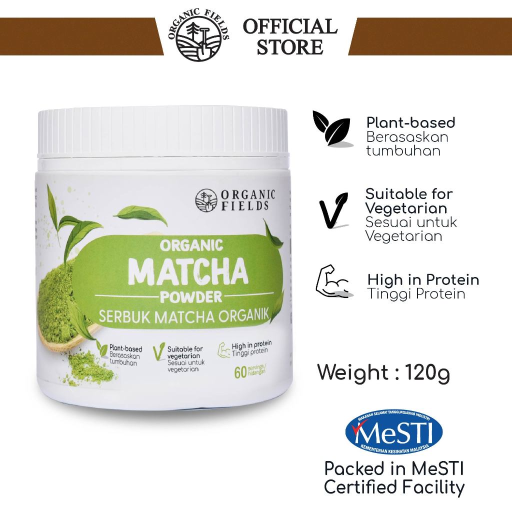 ORGANIC FIELDS Organic Matcha Powder (120g) | Superfood | Imported from ...