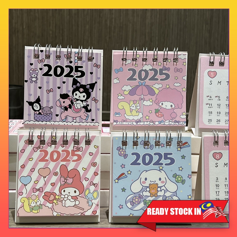 Mini Calendar 2025 Kuromi Melody Cinnamoroll table calender Kalendar ...