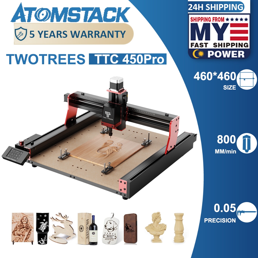 TwoTrees TTC450 Pro CNC Milling Cutter Laser Engraving Machine for Wood Acrylic PCB PVC Metal 4 ...