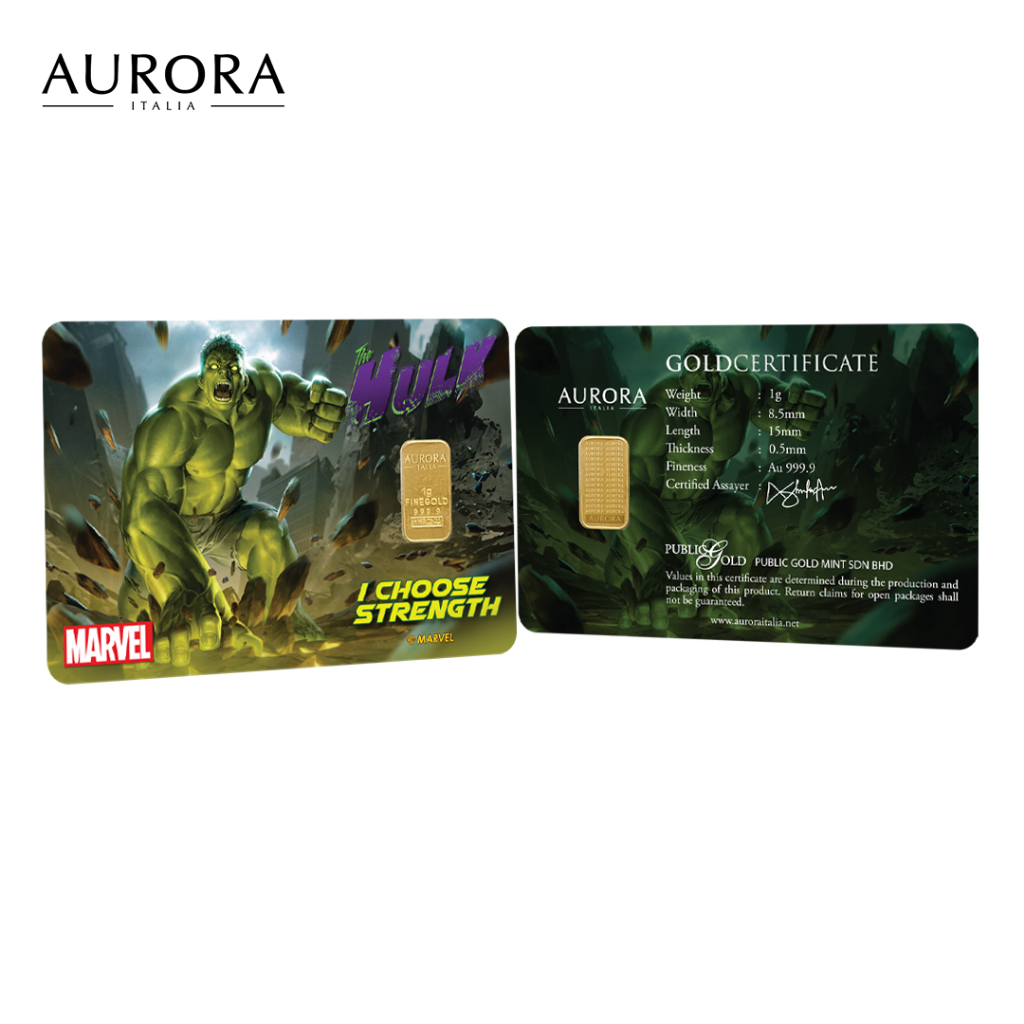 MARVEL x AURORA ITALIA (1g) 999.9 The Incredible Hulk Limited Edition ...