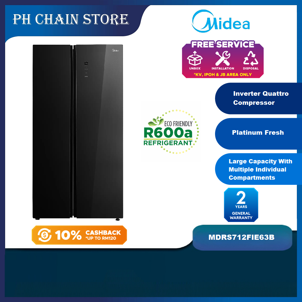 MIDEA MDRS712FIE61W MDRS712FIE63B MDRS710FGE28 660L SIDE-BY-SIDE ...