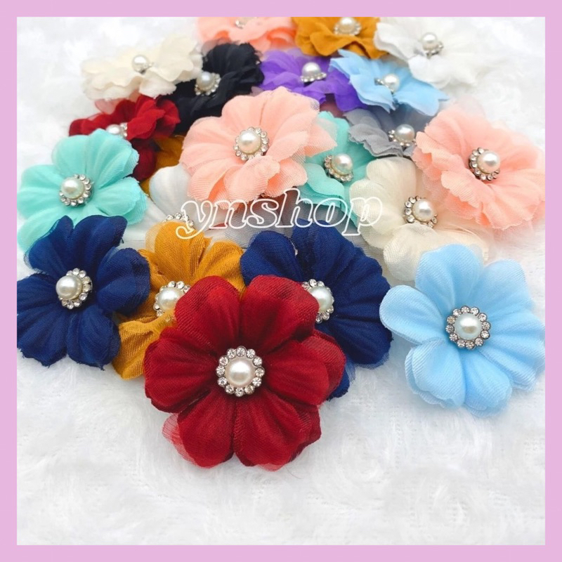 [5pcs 10pcs] Bunga Tampal Manik Bunga 3D untuk baju Pearl Flower ...