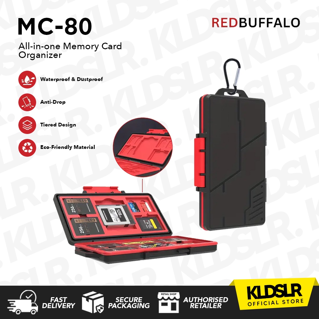 Red Buffalo MC-80 Protector Organizer Case Ourdoor Memory Card Storage ...