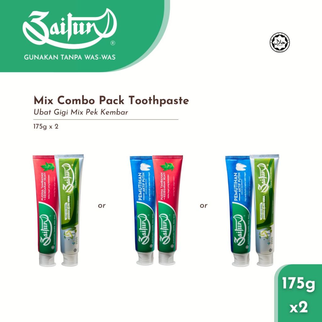 [LIMITED] ZAITUN Mix Bundle Toothpaste (175g x 2) - Extra Mint ...