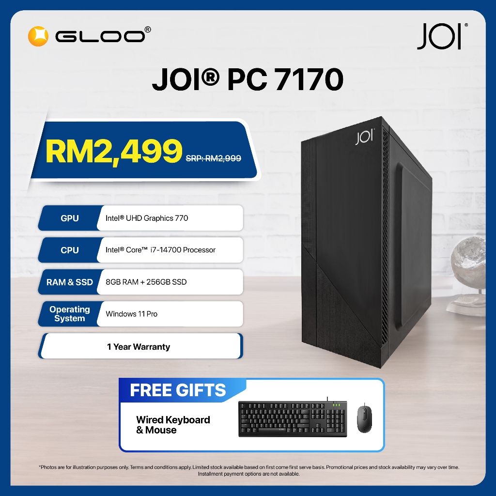 JOI PC 7170 (i7-14700/8GB RAM/256GB/512GB SSD/W11P) | Shopee Malaysia