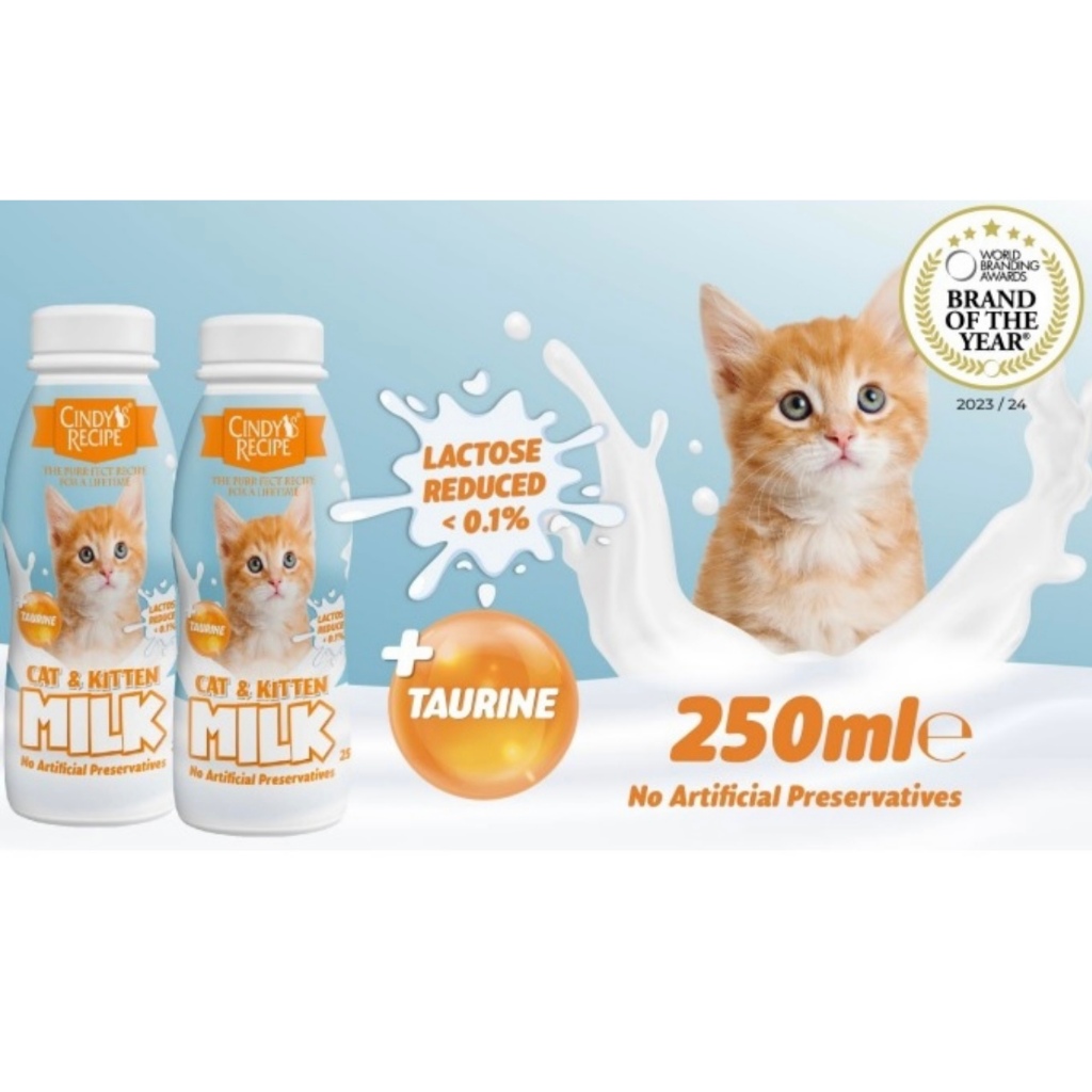CINDY'S RECIPE CAT MILK & KITTEN MILK 250ML (LACTOSE FREE) | Shopee ...