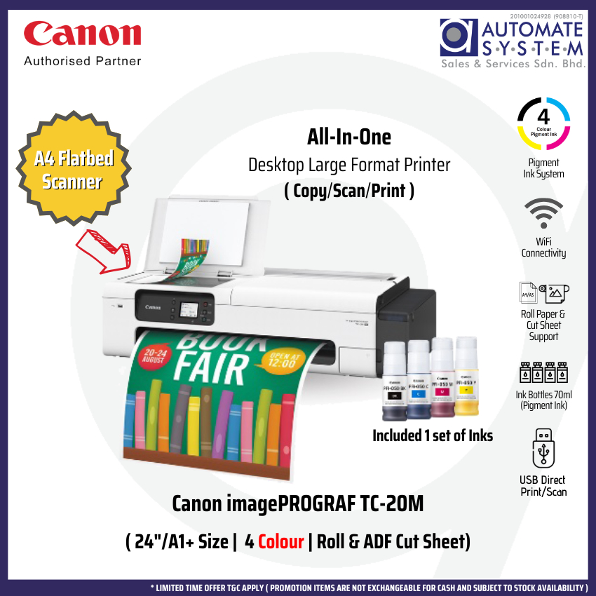 Canon imagePROGRAF TC-20M | All-In-One | A4 Flatbed Scanner | Up to 24 ...