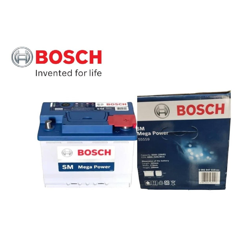 BOSCH SM MEGA POWER DIN55L 55559 MOTORCAR BATTERY 0092S47510 | Shopee ...